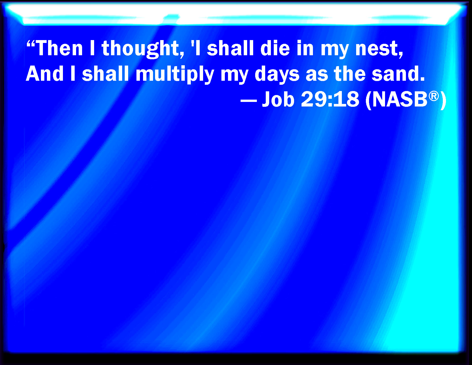 Job 29:18 Then I said, I shall die in my nest, and I shall multiply my ...