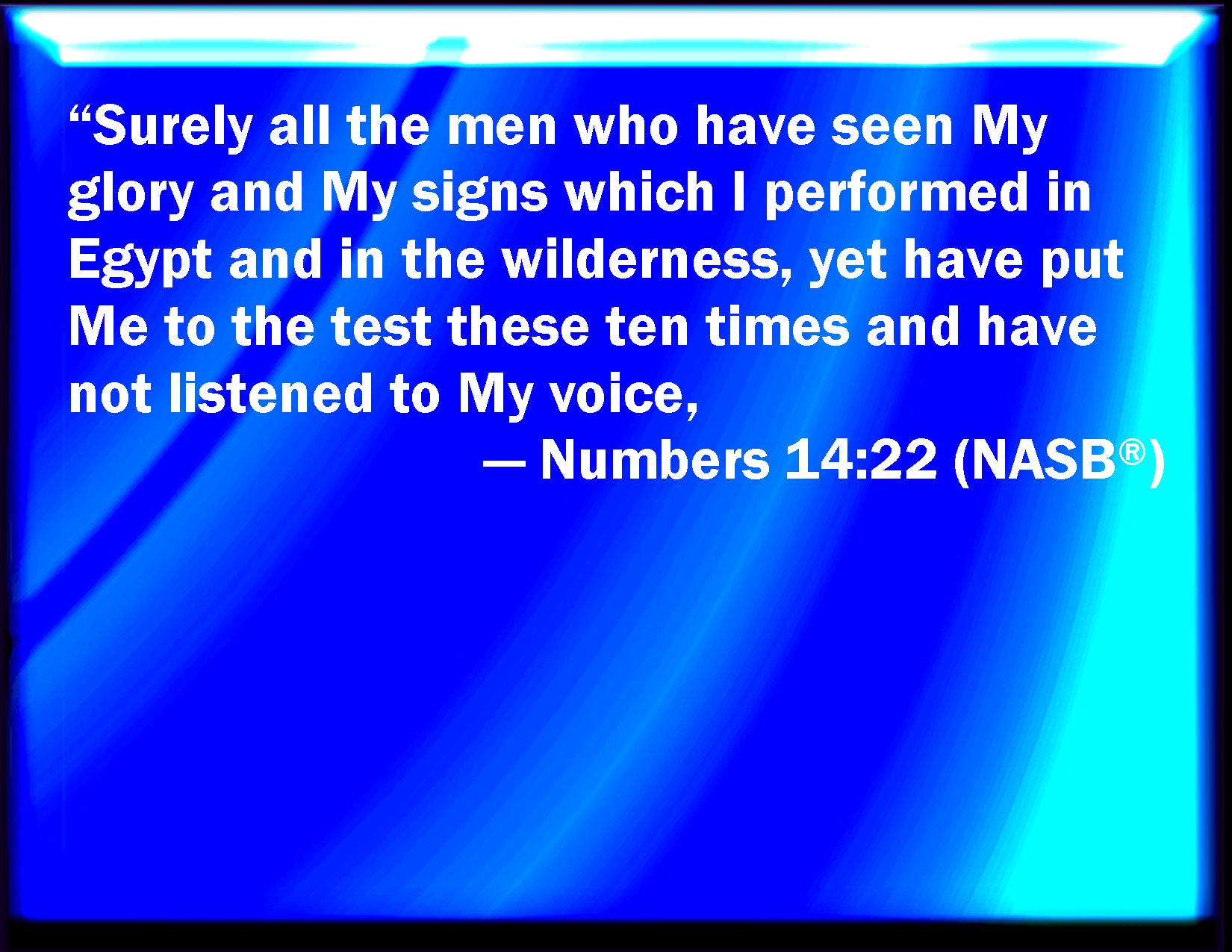 Numbers 14:22 Because all those men which have seen my glory, and my ...